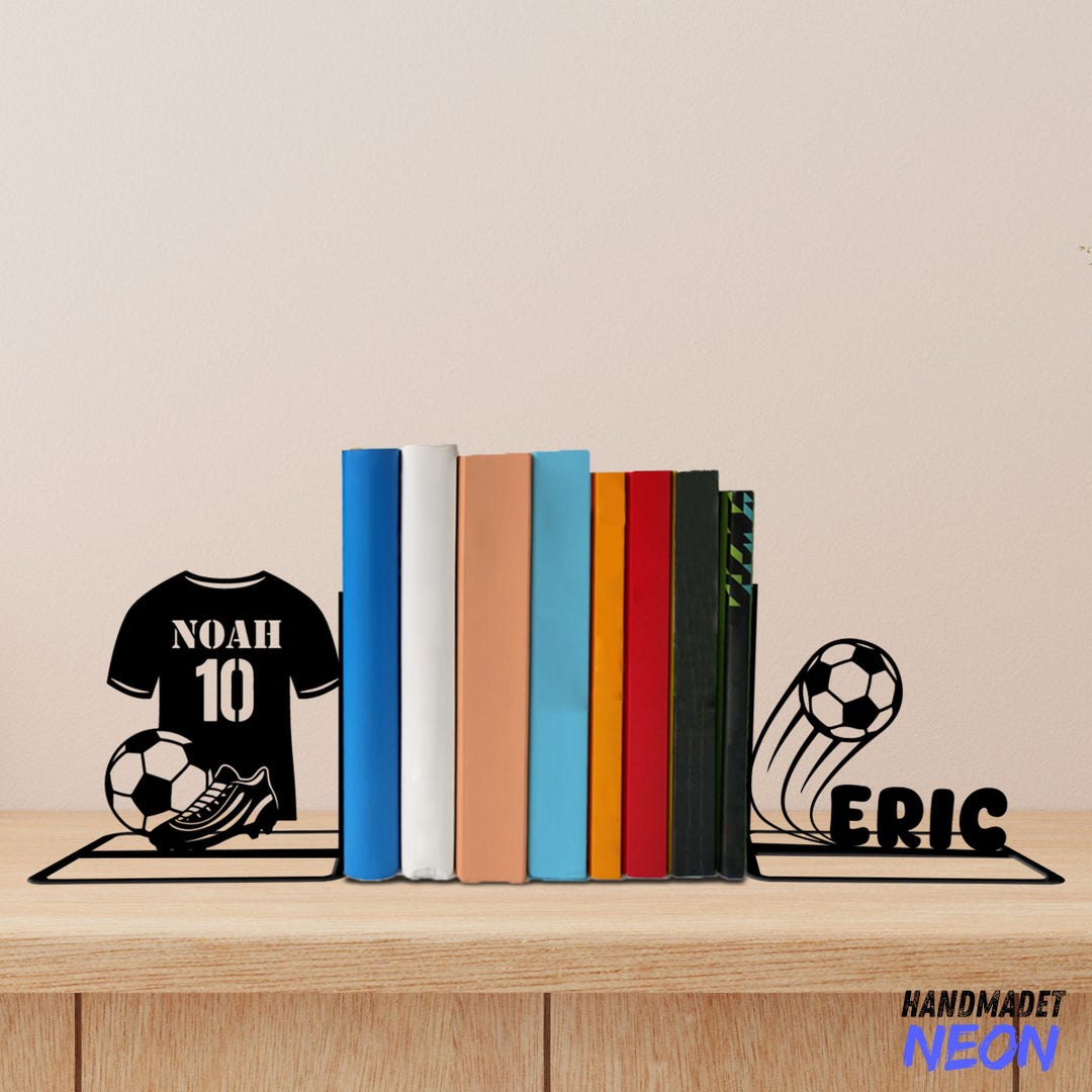 Custom Soccer Metal Bookends Soccer Player Name Bookend, Soccer Ball ...