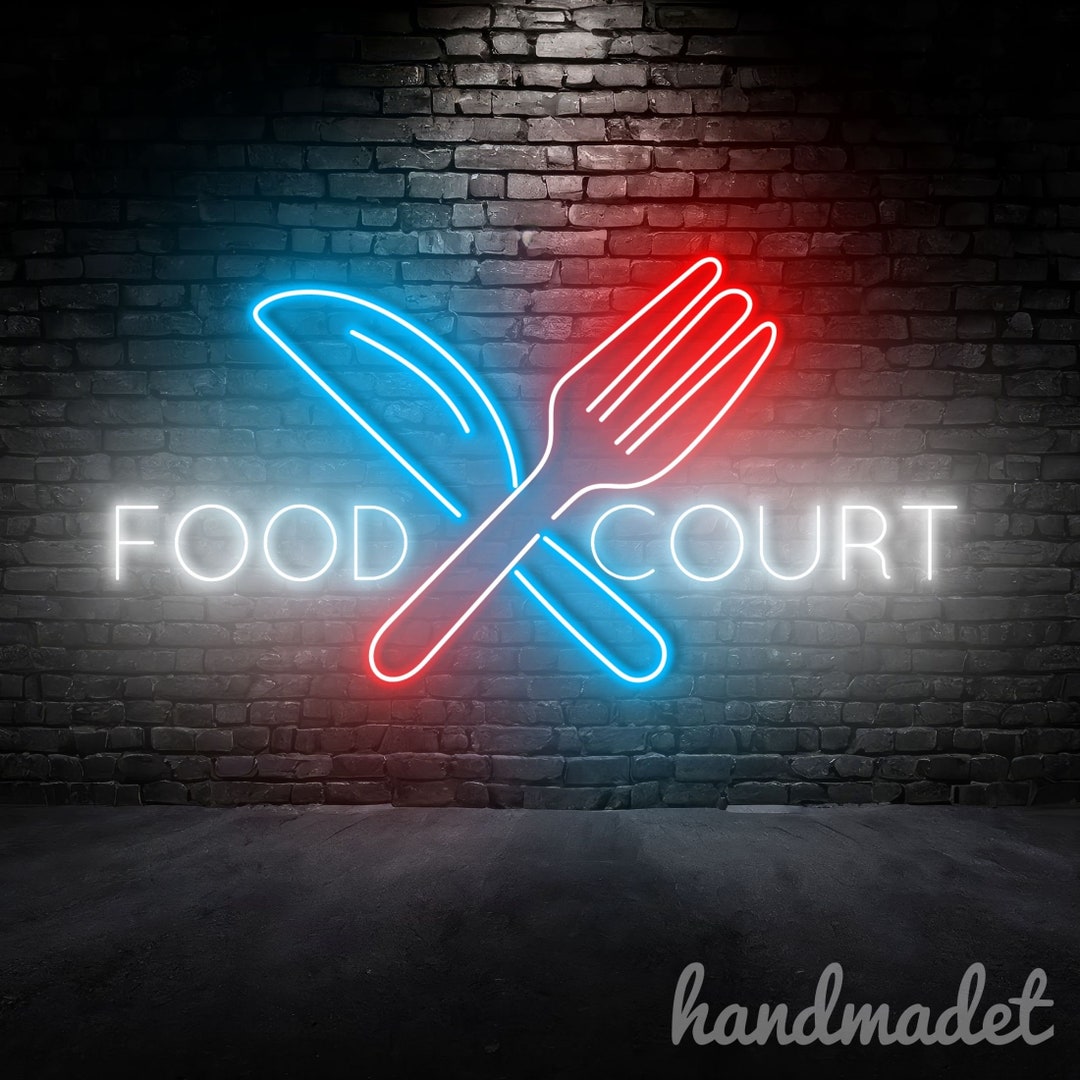 Food Court Neon Wall Sign, Cutlery Neon Wall Light, Diner Led Wall Sign ...
