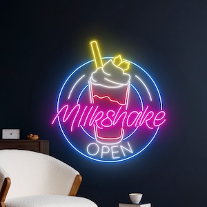 Milkshake Open Neon Led Sign, Open Milkshake Neon Sign, Milkshakes Neon ...