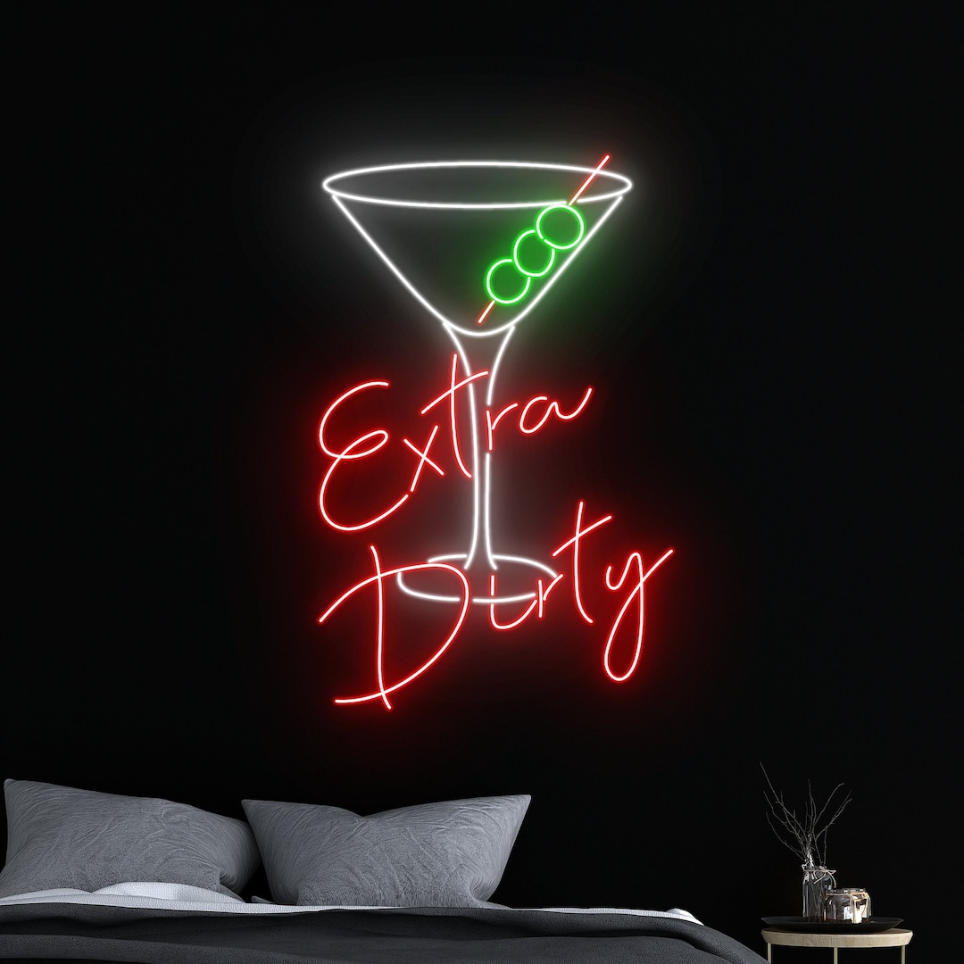 Martini Glass Neon Sign - Cocktail LED Wall Light for Bar, Lounge, Home ...
