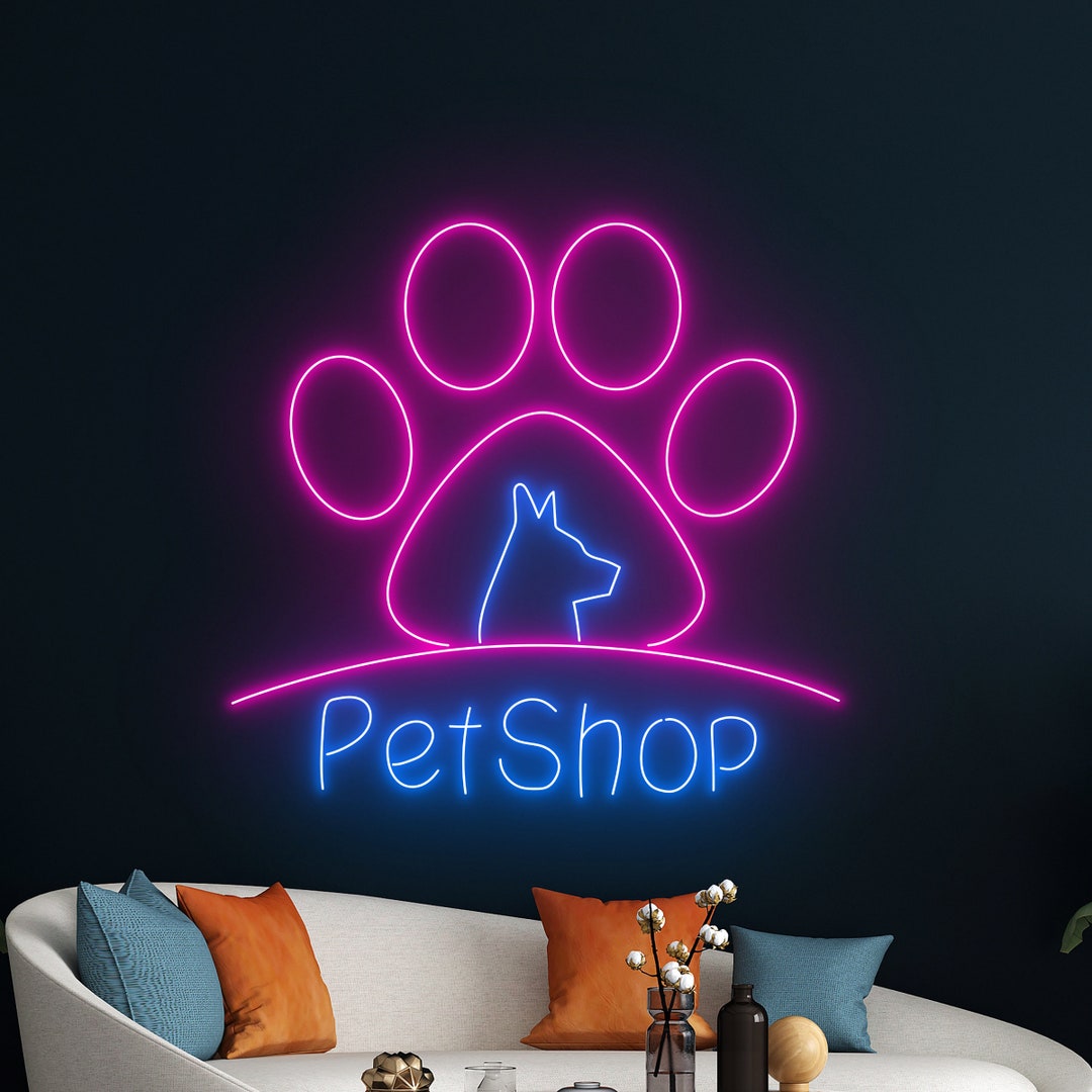 Pet Shop Paw Dog Led Sign, Dog Pet Service Neon Sign, Pet Shop Led ...