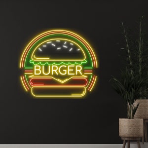 Burger Neon Sign, Burger Neon Light, Burger Led Light, Fast Food Led ...