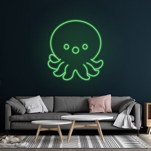 Octopus Neon Sign, Octopus Neon Light, LED Neon Sign, Handmade Neon ...