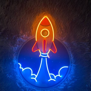 Spaceship Led Sign, Rocket Neon Sign, Wall Decor, Spaceship Art Sign ...