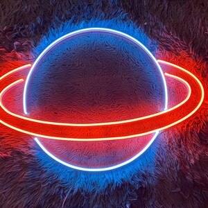 Planet Neon Sign, Planet Led Sign, Logo Neon Sign, Wall Decor, Saturn ...