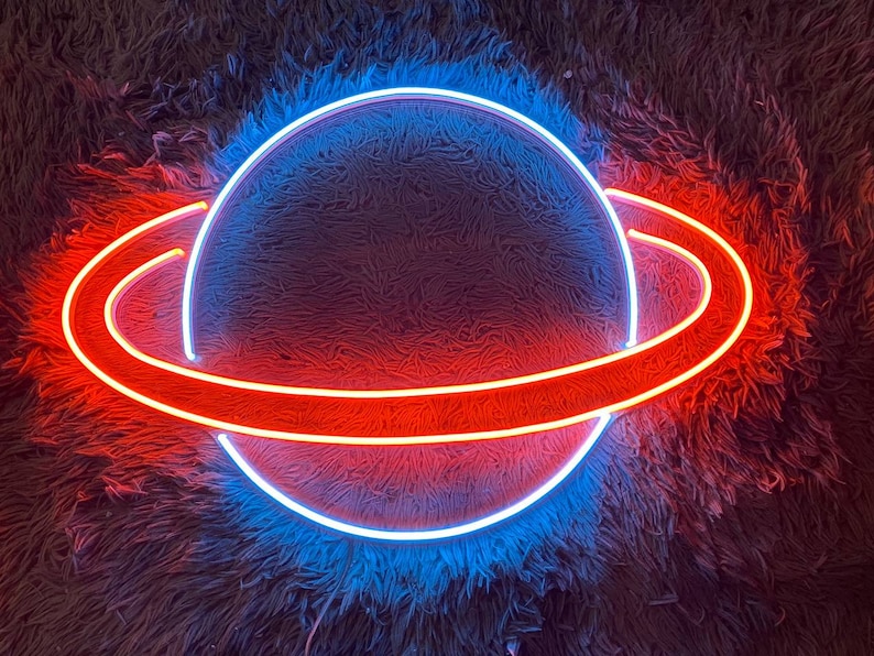 Planet Neon Sign, Planet Led Sign, Logo Neon Sign, Wall Decor, Saturn ...