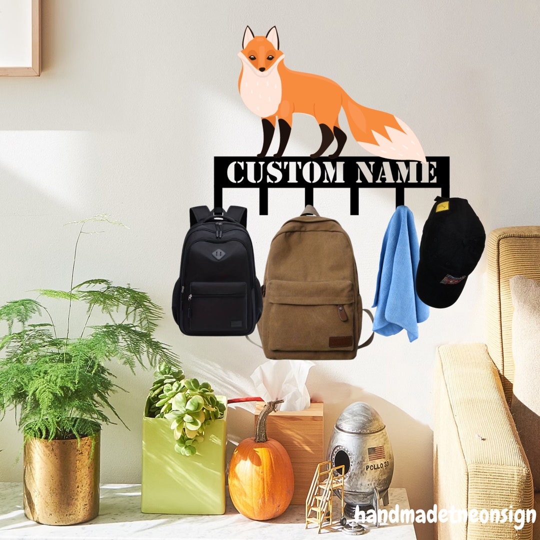 Custom Fox Coat Rack Wall Hanger, Fox Metal Wall Hooks, Fox Hanging ...