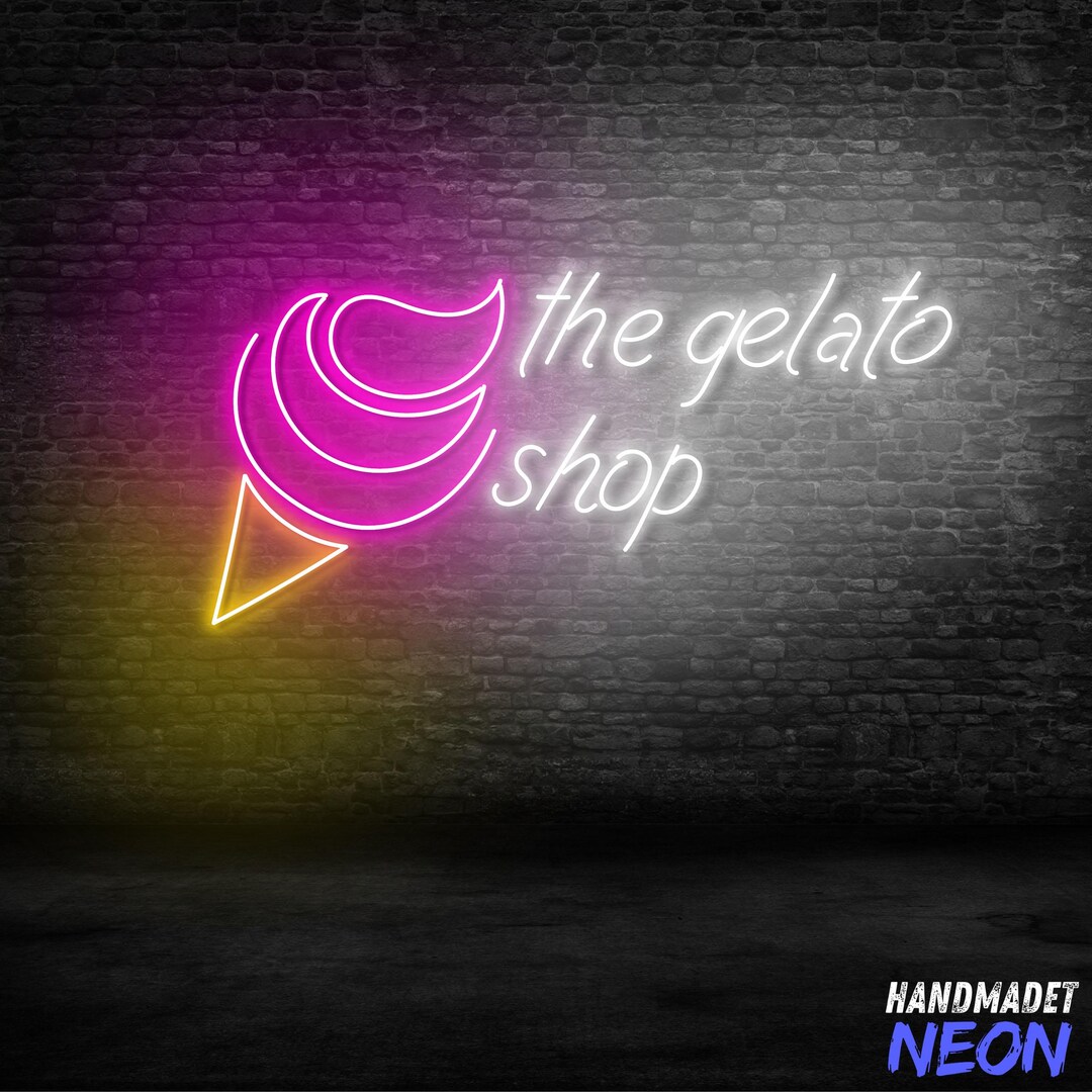 The Gelato Shop Neon Sign, Gelato LED Light for Dessert Bar, Ice Cream ...