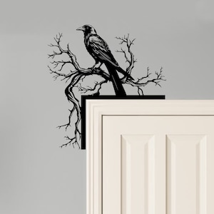 Personalized Raven Bird Door Corner Sign, Raven Animal Metal Door ...