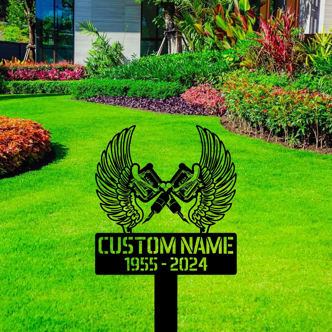 Custom Outdoor Memorial Tattoo Metal Sign With Stakes - Personalized ...