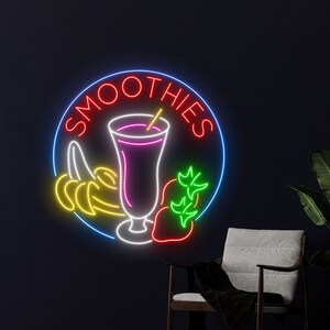 Smoothie Neon Sign, Smoothie Strawberry Banana LED Light, Smoothie ...