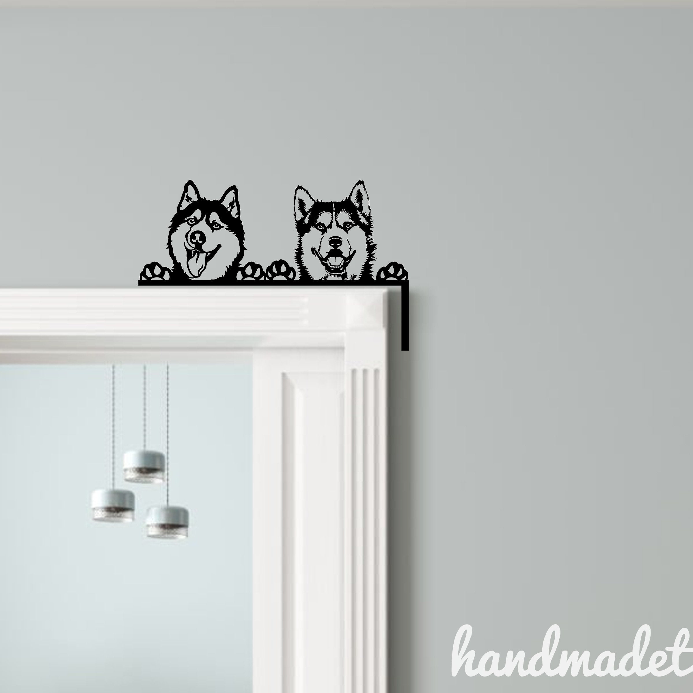 Personalized Siberian Husky Door Corner Sign, Husky Dog Metal Door ...