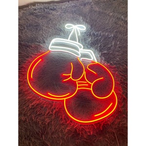 Boxing Gloves Neon Sign, Boxing Gloves Led Sign, Boxer Led Light, Boxer ...