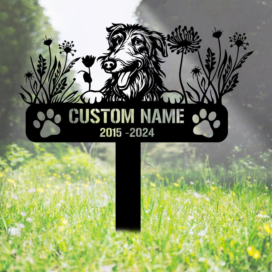 Custom Scottish Deerhound Dog Memorial Stake, Dog Stake Metal Sign ...