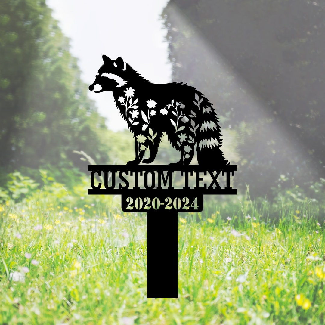 Custom Raccoon Memorial Stake, Raccoon Stake Metal Sign, Personalized ...