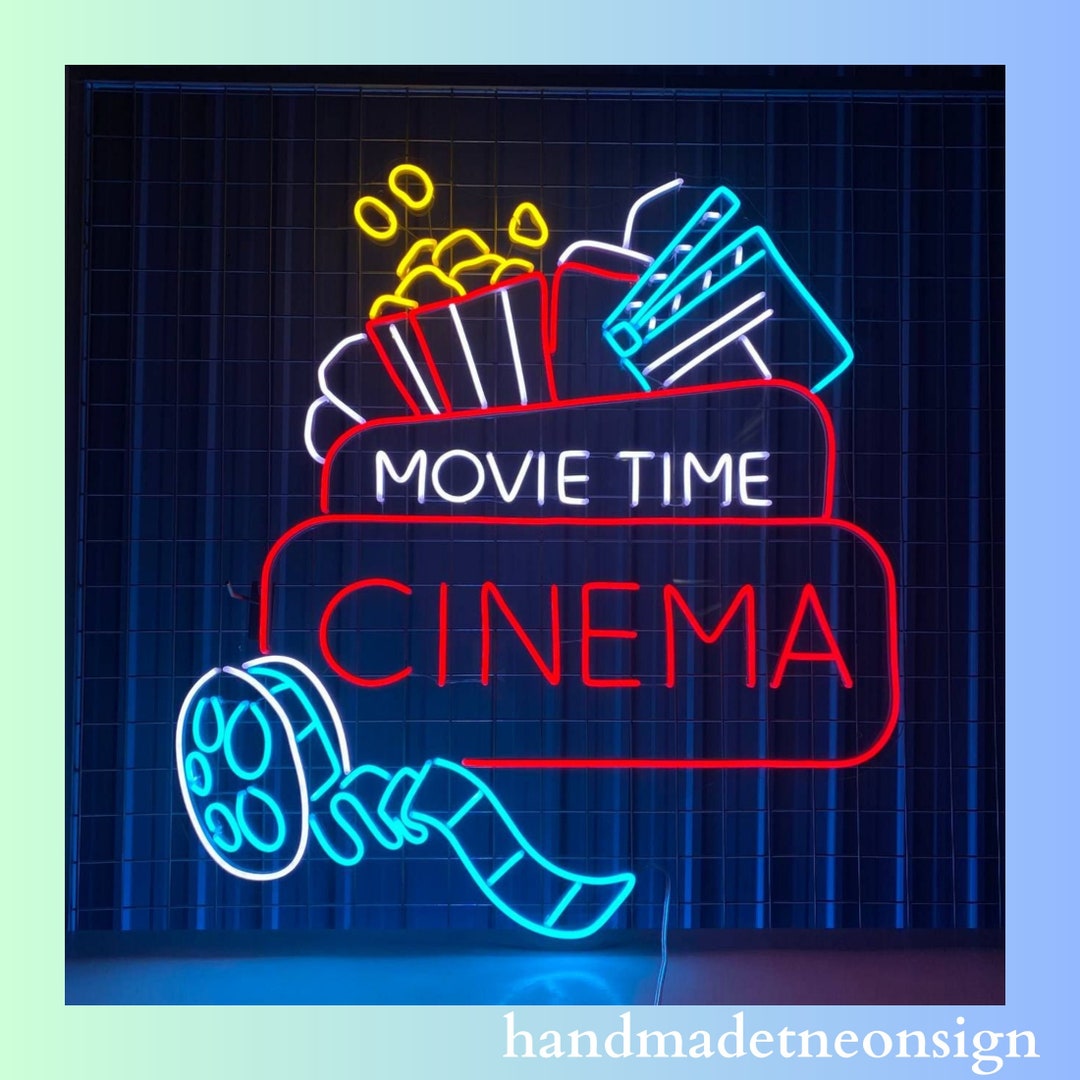 Custom Cinema Movie Time Neon Light, Movie Theater Led Sign, Cinema ...