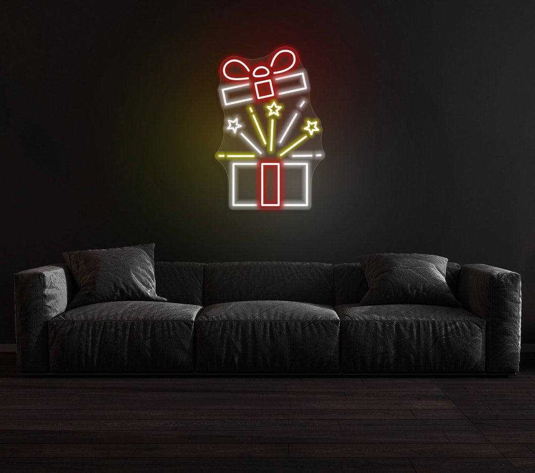Present Neon Sign Christmas Box Led Light Gift Box Light - Etsy