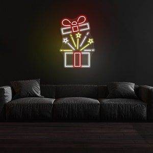 Present Neon Sign Christmas Box Led Light Gift Box Light - Etsy