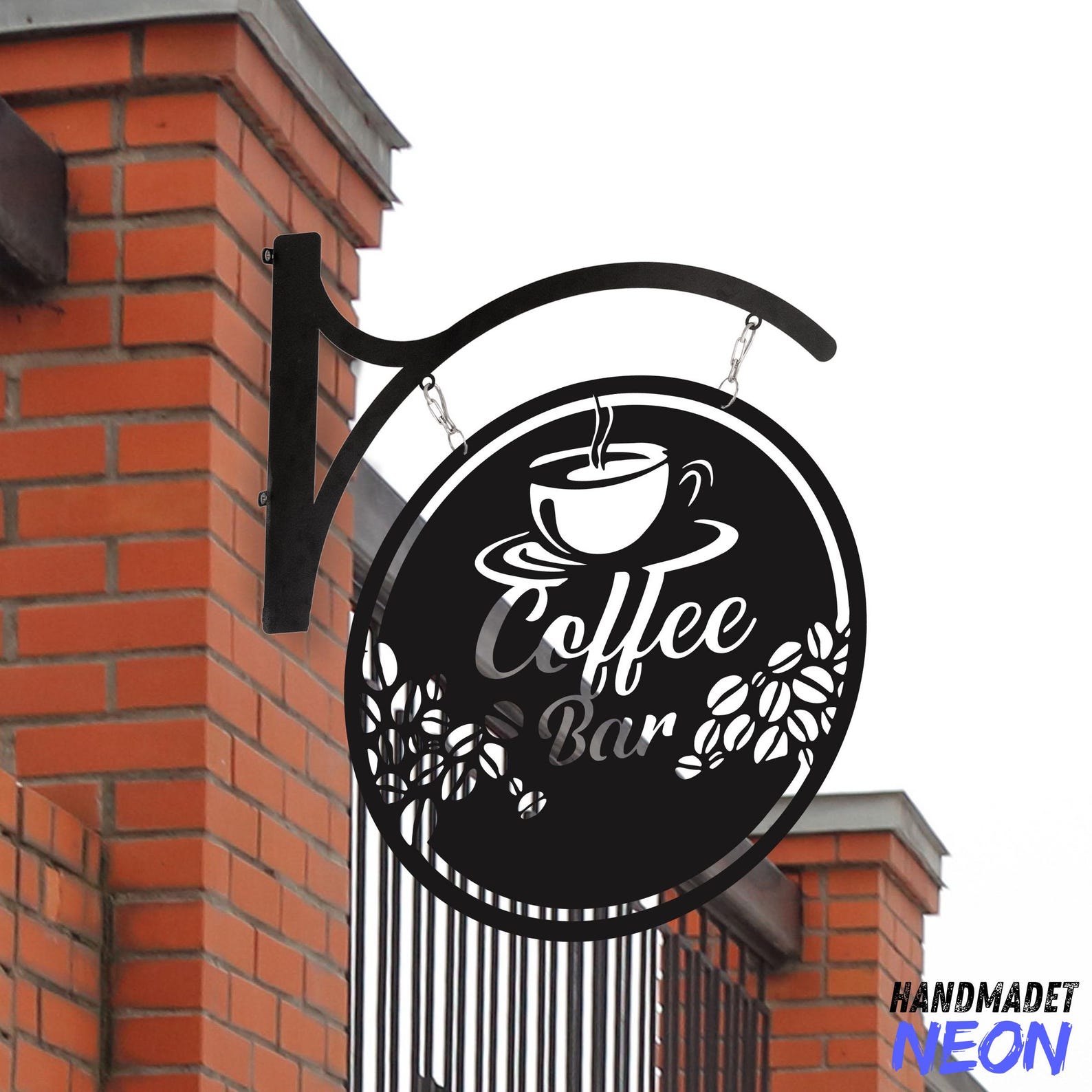 Personalized Coffee Bar Hanging Sign, Coffee Shop Outdoor Hanging Sign ...