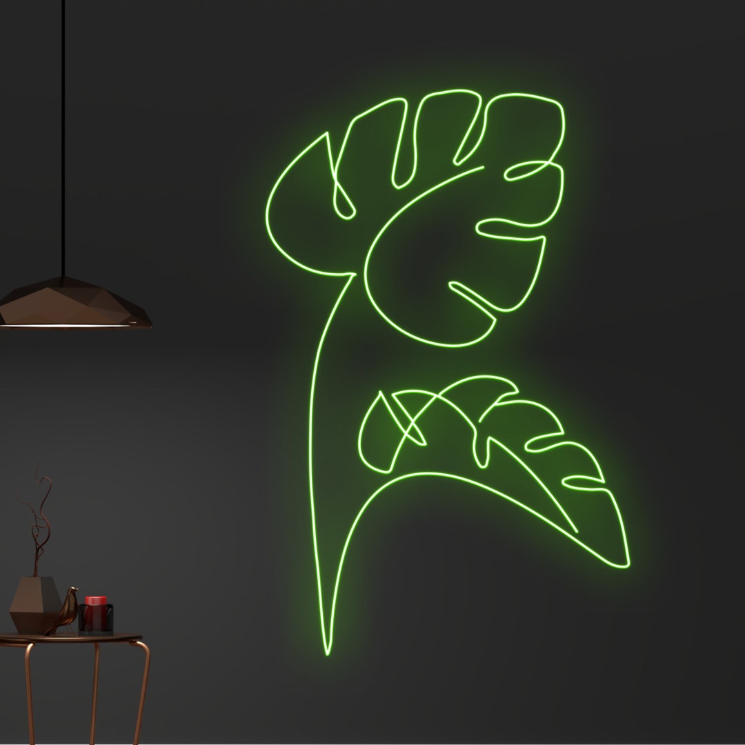 Custom Monstera Leaf Neon Light, Tropical Leaf Led Light, Green Leaf ...