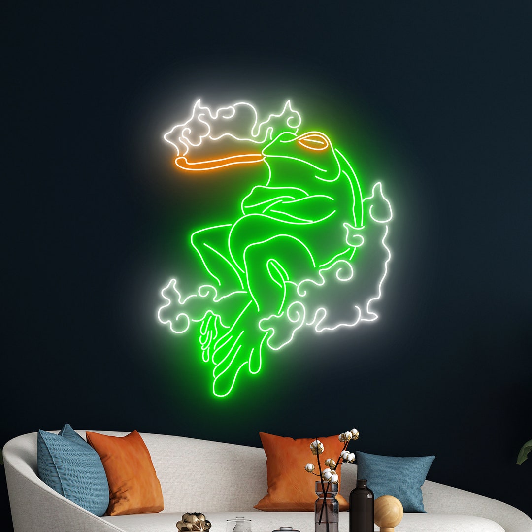 Frog Smoking Led Sign, Frog Smokes Neon Light, Smoking Frog Neon Sign ...