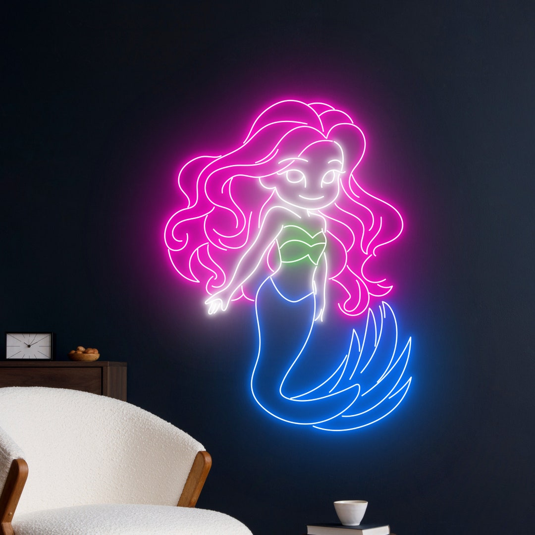 Mermaid Neon Sign, Mermaid Girl Led Sign, Mermaid Lady Neon Light ...
