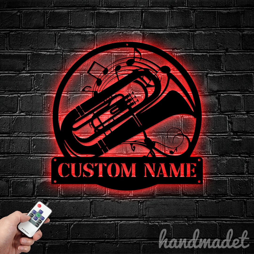 Personalized Tuba Metal Wall Sign, Musical Instrument Metal Wall Light ...