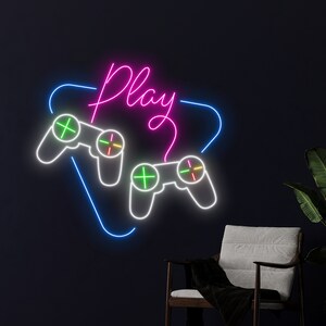 Play Game Neon Sign, Game Controller Led Light, Gamepad Led Sign ...