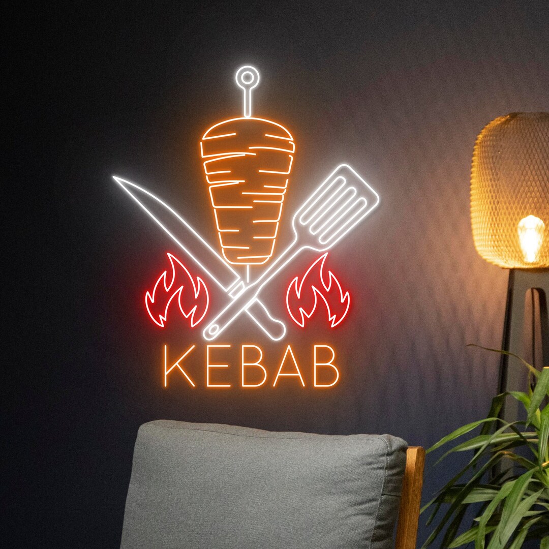 Kebab Neon Sign, Doner Kebab Led Light, Kebab Neon Light, Grill Meat ...