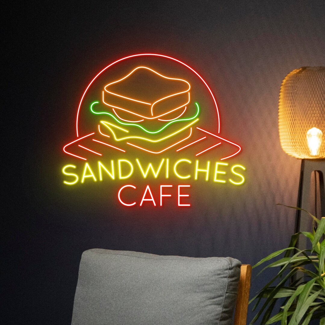 Sandwiches Cafe Neon Sign, Cafe Sandwich Led Sign, Sandwich Led Light ...
