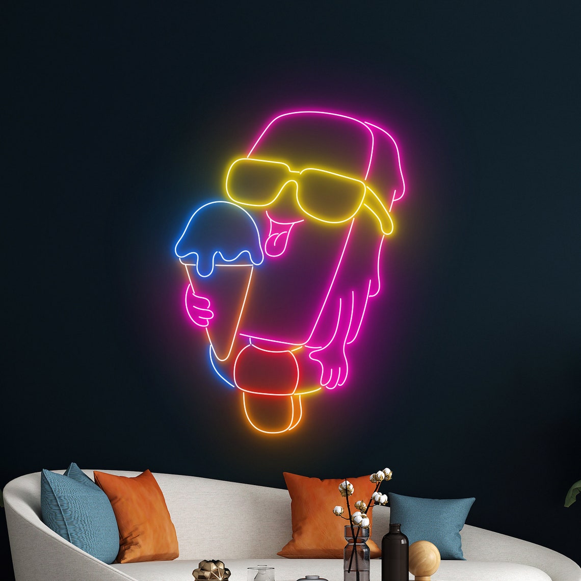 Ice Cream Neon Sign, Ice Cream Cone Neon Light, Ice Cream Stick LED ...