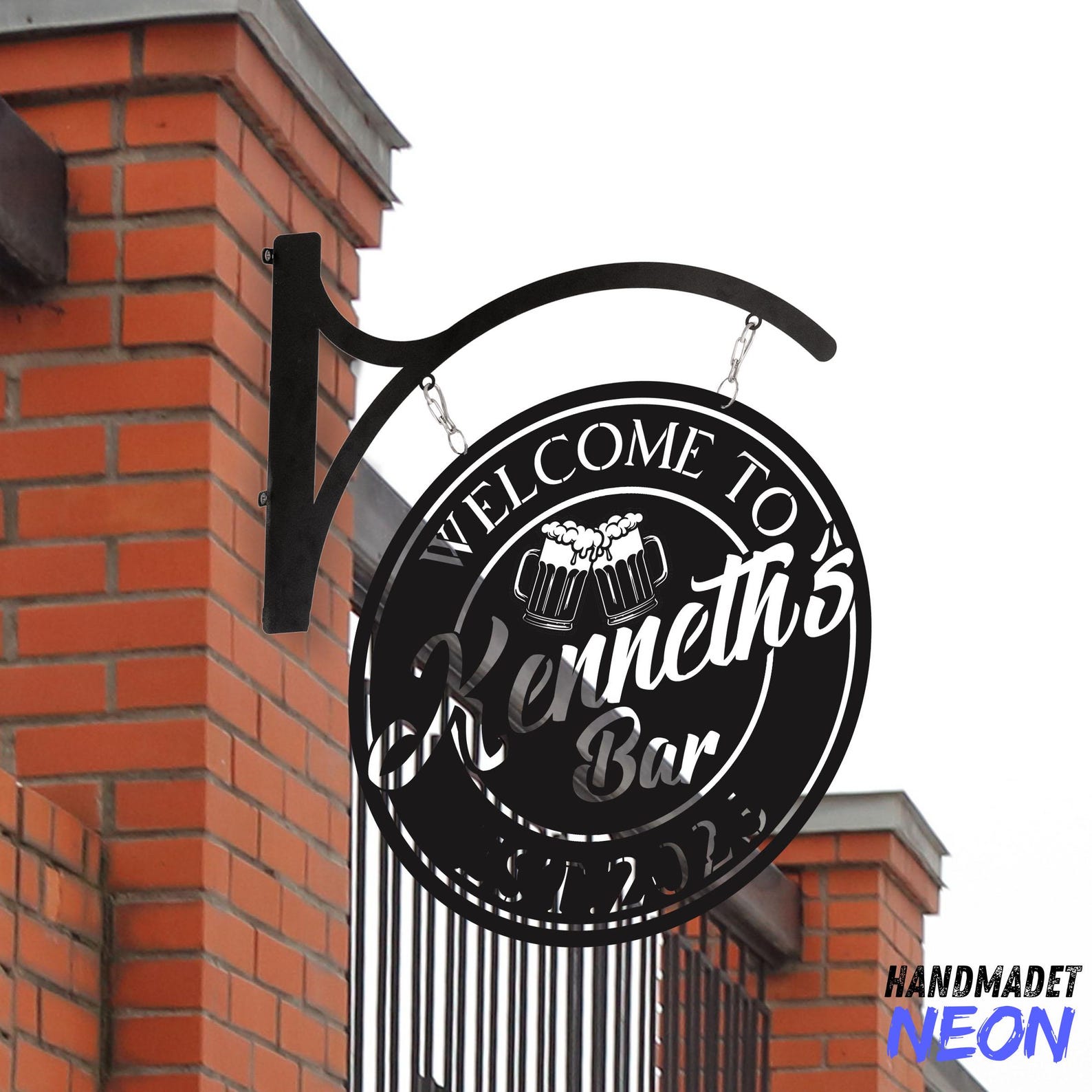 Personalized Bar Hanging Sign, Beer Bar Outdoor Metal Hanging Sign ...