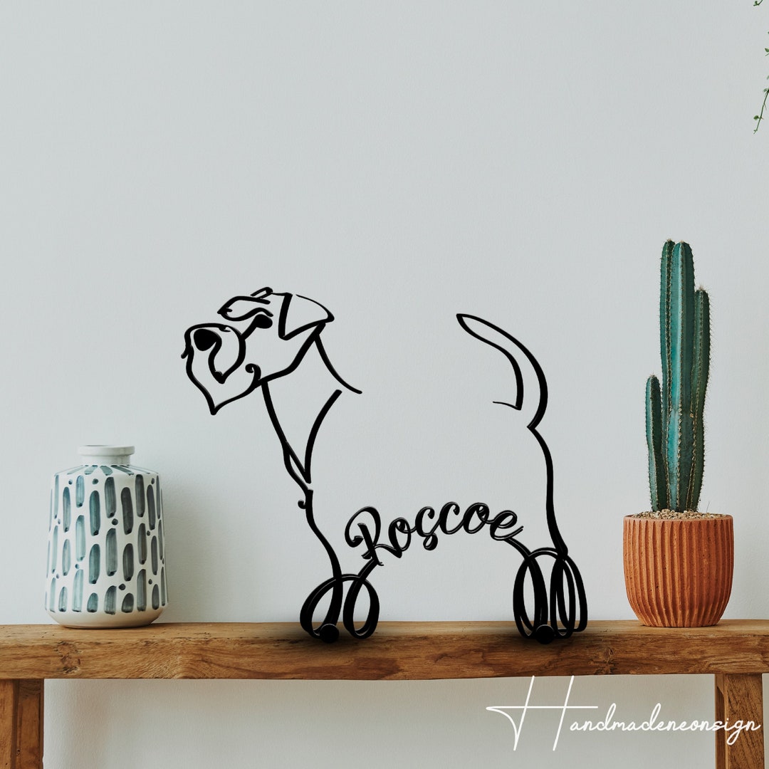 Custom Schnauzer Dog Metal Desk, Schnauzer Dog Minimalist Metal Table ...