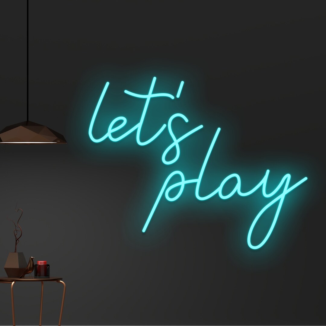 Custom Let's Play Neon Sign, Custom Quote Name LED Light, Nursery Room ...