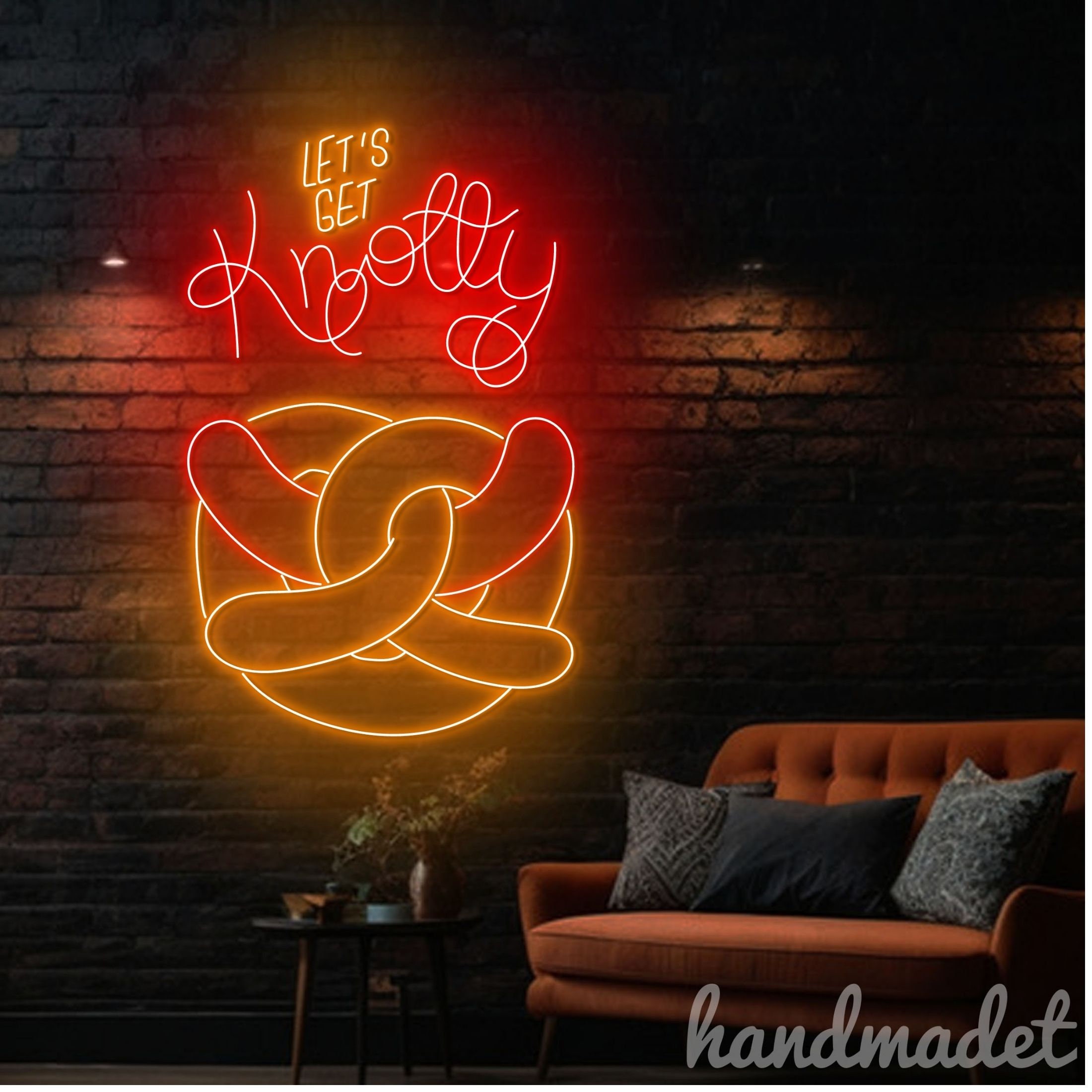 Let's Get Knotty Neon Sign, Pretzel Led Sign, Pretzel Neon Light ...