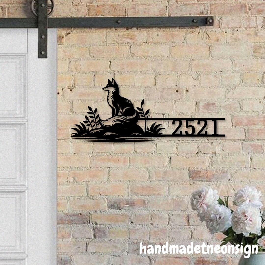 Personalized Fox House Number, Fox Home Number Metal Wall Sign, Fox ...