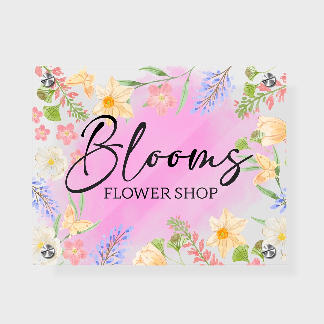 Custom Flower Shop Acrylic Business Sign, Flower Shop Sign, Flower Shop ...