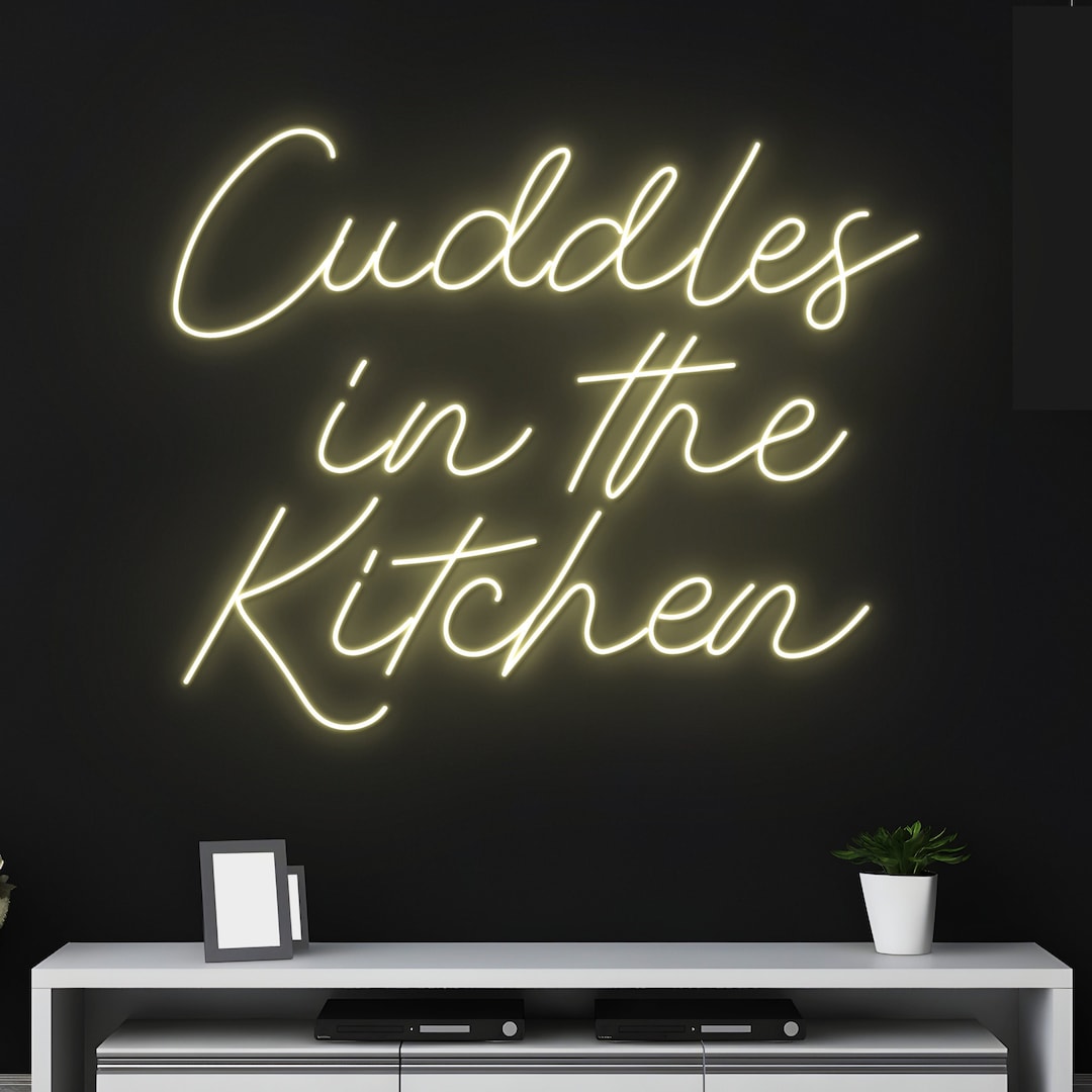 Custom Cuddles in the Kitchen Neon Sign, Custom Quote Name LED Light ...
