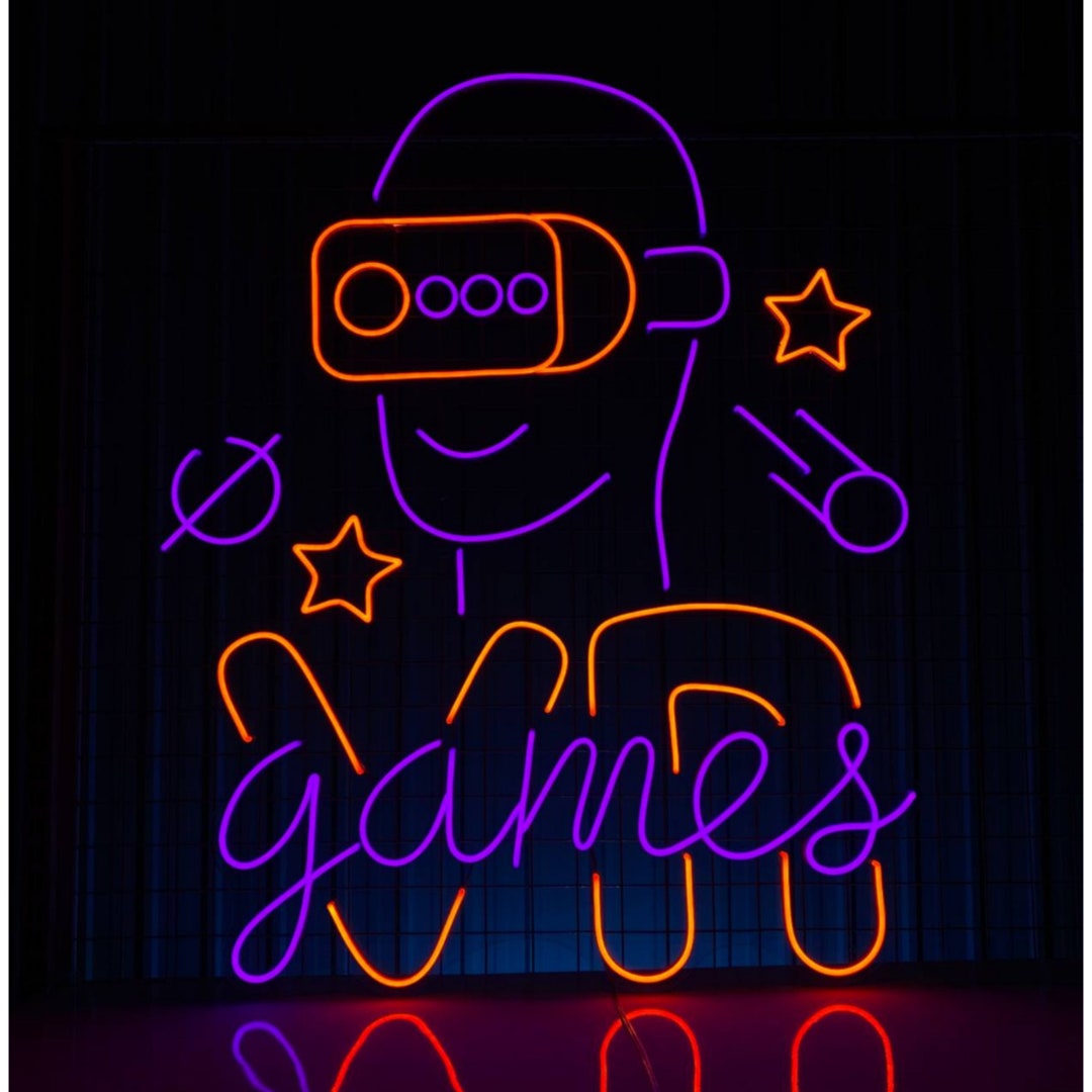 VR Games Neon Sign, Virtual Reality Led Sign, Game Player Led Lights ...
