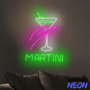 Martini Hand Neon Sign, Martini Cocktail Led Sign, Cocktail Neon Light ...