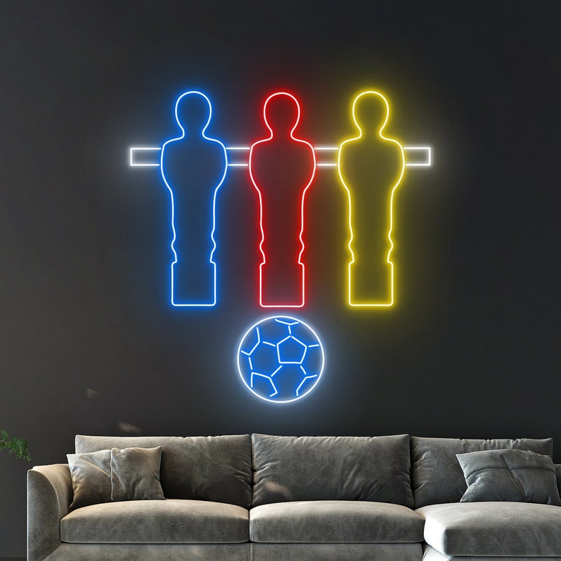 Table Football Neon Sign, Soccer Neon Light, Football Player LED Sign ...