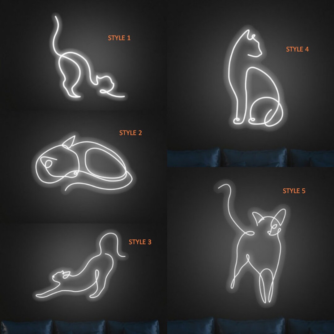 Sleeping Cat Neon Sign, Lazy Cat Led Sign, Wall Decor, Cat Led Light ...