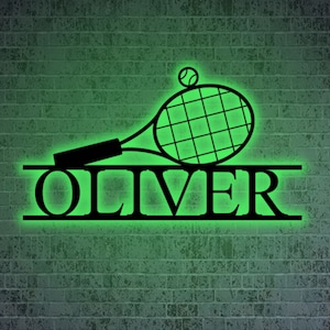 Custom Tennis Metal Wall Art With LED Light, Personalized Tennis Player ...