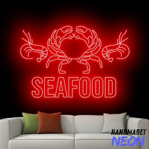 Seafood Neon Sign, Shrimp and Crab Led Sign, Seafood Led Light, Crab ...