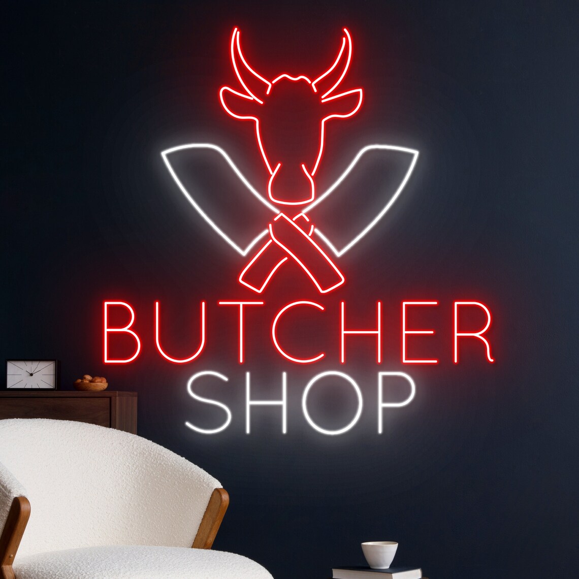 Custom Butcher Shop Led Sign, Cow Led Light, Butcher Neon Light ...