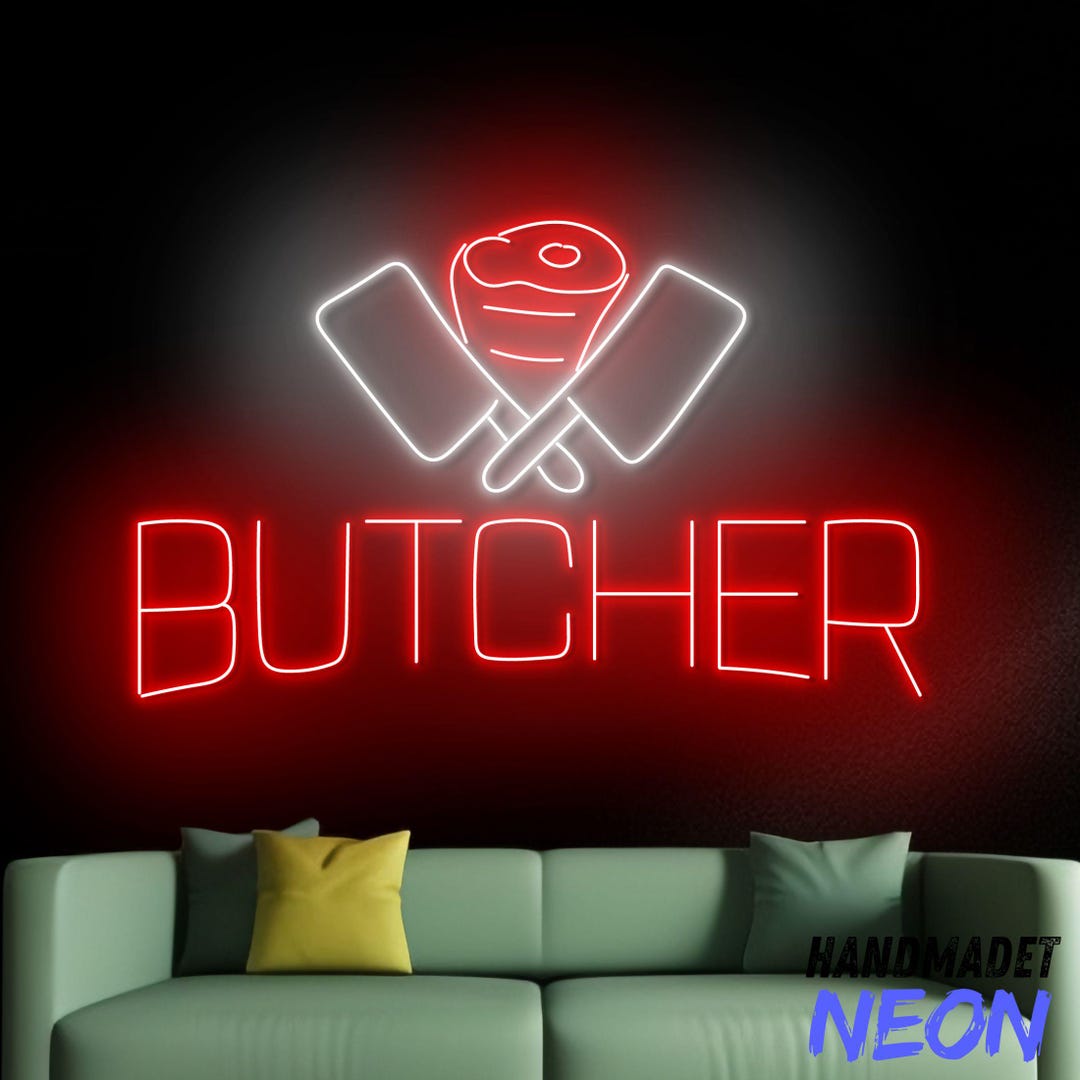 Butcher Shop Neon Sign, Butcher Open Led Sign, Butcher Meat Neon Light ...