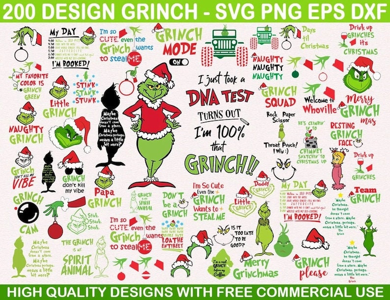 Grinch Christmas 200 Designs Cartoon Svg Bundle Grinch Christmas Svg ...
