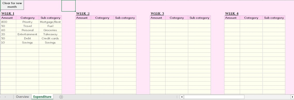 Monthly Budget Planner - Excel Template, Pink - Etsy