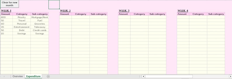 Monthly Budget Planner - Excel Template, Pink - Etsy