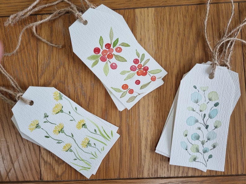 Hand Painted Botanical Watercolour Gift Tags (set of 3) - Etsy